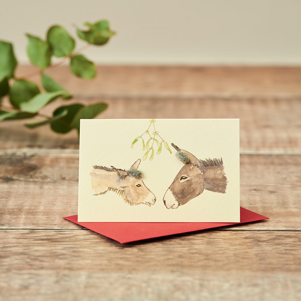 Mini Donkeys under mistletoe card - Papersheep (Trade Only)