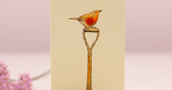 Mini Bird Robin on a spade card - Papersheep (Trade Only)